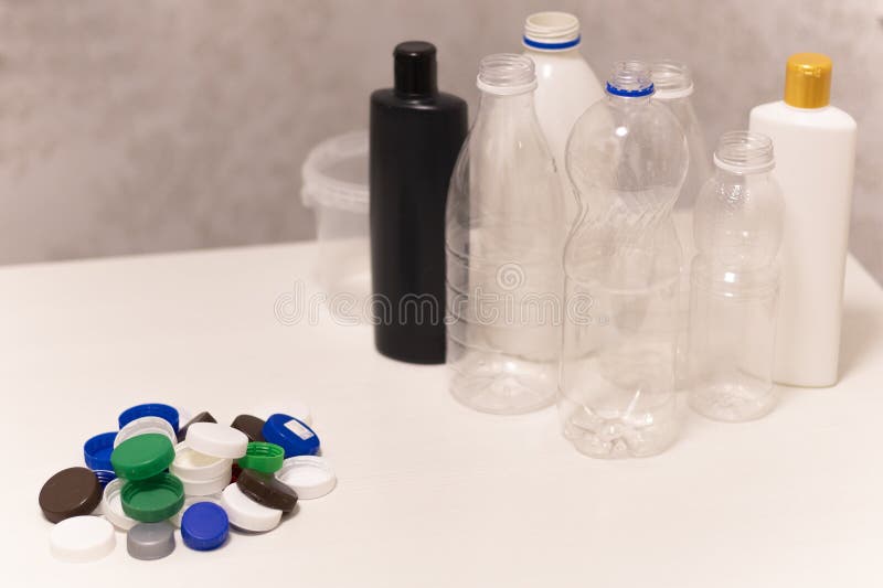 Plastic Recycling and Waste Collection. Plastic Sorting and Lids ...