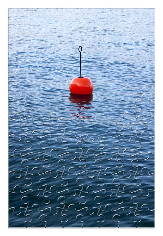 Plastic Red Bouy on a Calm Lake - Concept Image in Jigsaw Puzzle Shape ...