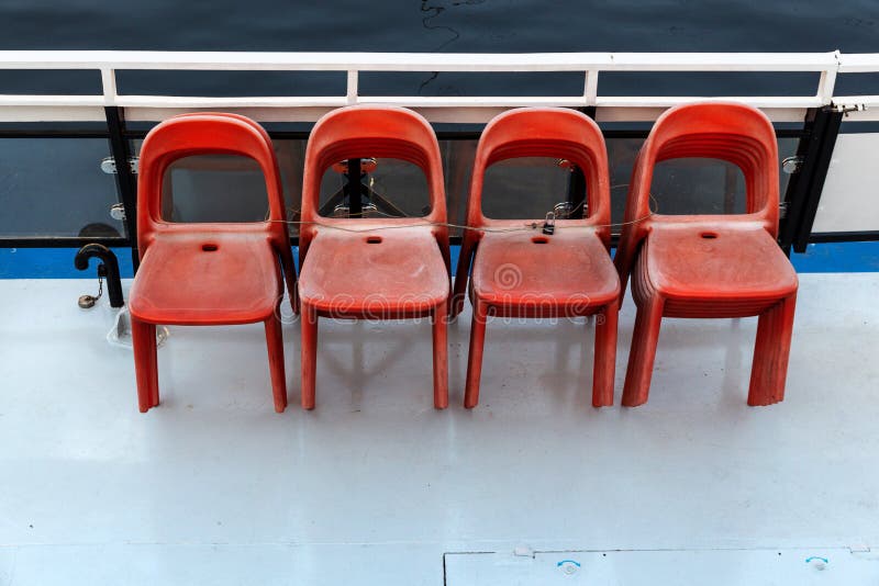 Deck of the Ship and Chairs Stock Photo - Image of collected, tied ...