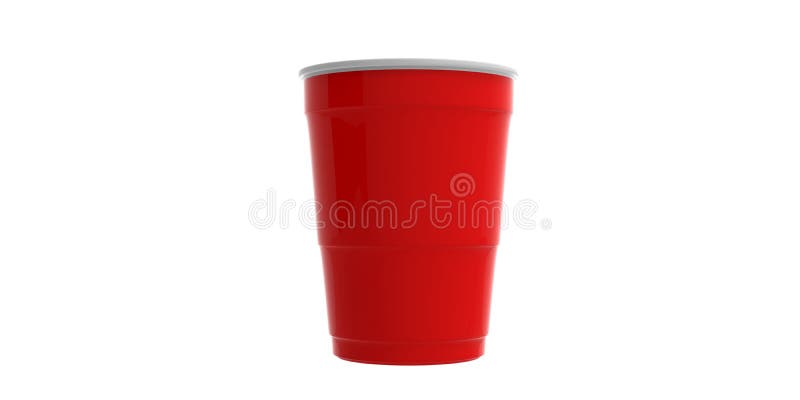 Plastic Red Color Cup Isolated on White Background. 3d Illustration ...
