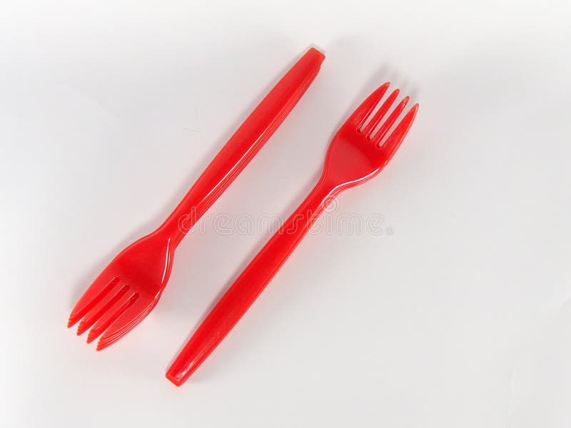 Red Plastic fork stock image. Image of simple, studio - 111696623