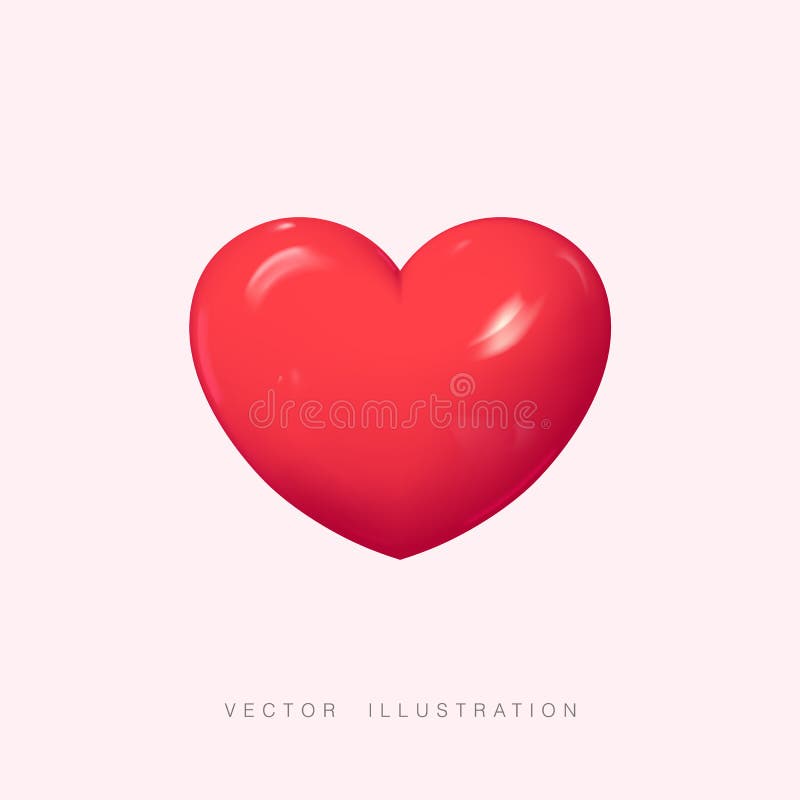 Plastic Red Heart Render. Realistic 3d Design Icon Heart Symbol Love ...