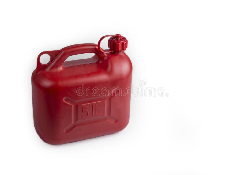Plastic Red 5 Liter Gas Canister on a White Stock Photo - Image of ...