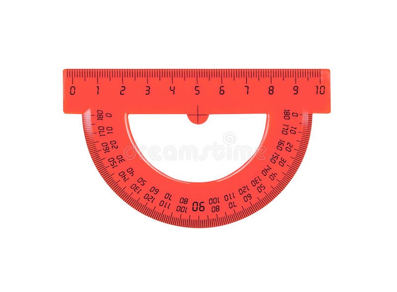 Plastic Red Ruler, Protractor for Measuring Centimes Stock Image ...