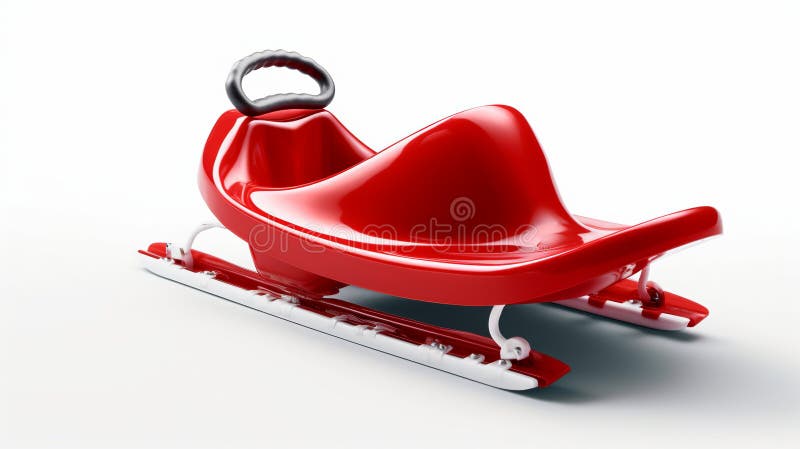 Plastic Red Sled for Skiing on White Background, Generative Ai Stock ...