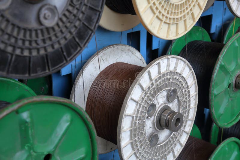Plastic reels with cable stock photo. Image of wound - 149096832