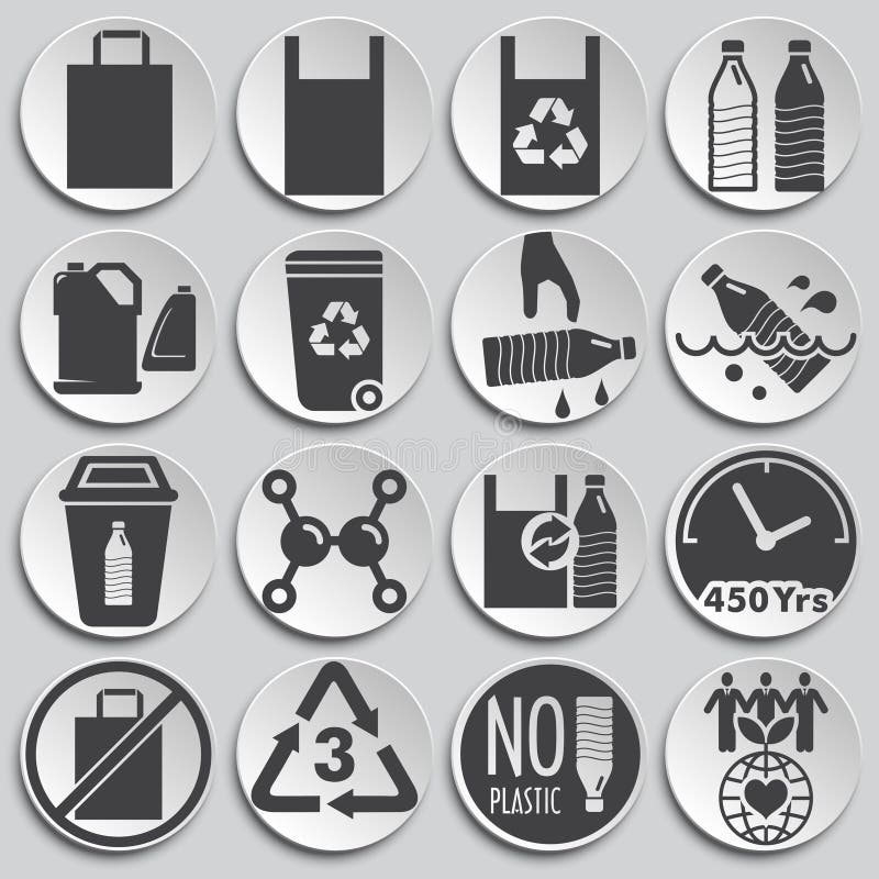 Plastic Related Icons Set on Background for Graphic and Web Design ...