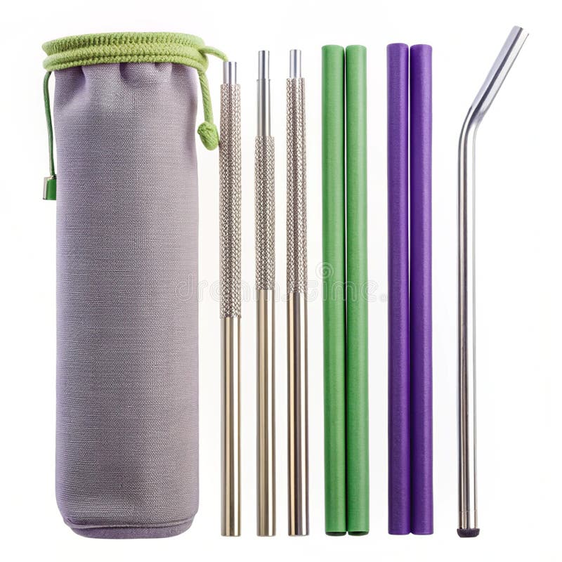 Plastic reusable straw set stock illustration. Illustration of ...