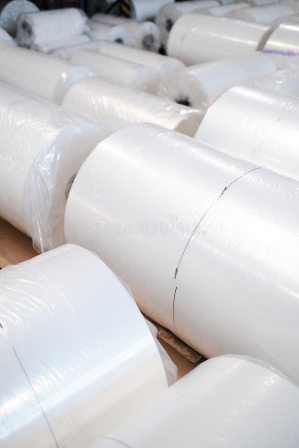 Plastic Rolls Stored in Rows at Factory Warehouse Stock Image - Image ...