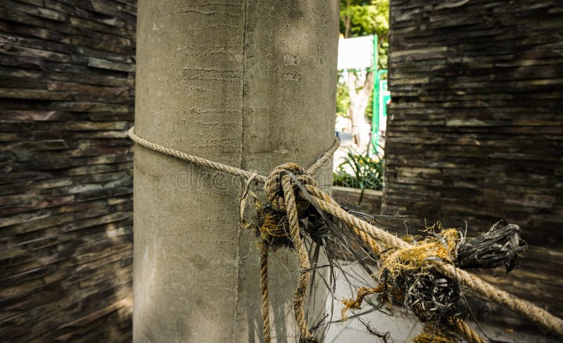 Plastic Rope Bound To a Concrete Pillar Photo Taken in Semarang ...