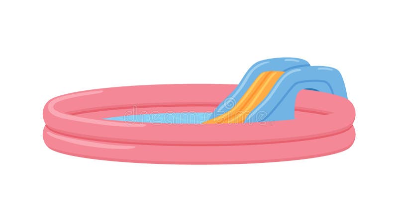 Plastic or Rubber Inflatable Pool with Slide Flat Vector Illustration ...