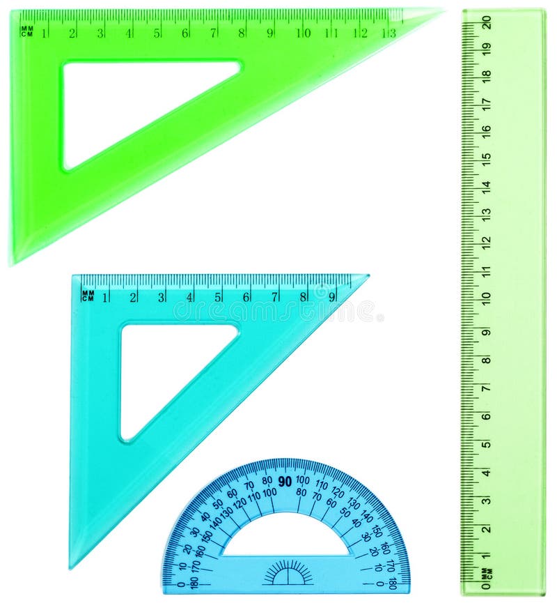 Ruler and Protractor with Measuring Length and Degree Markings on ...