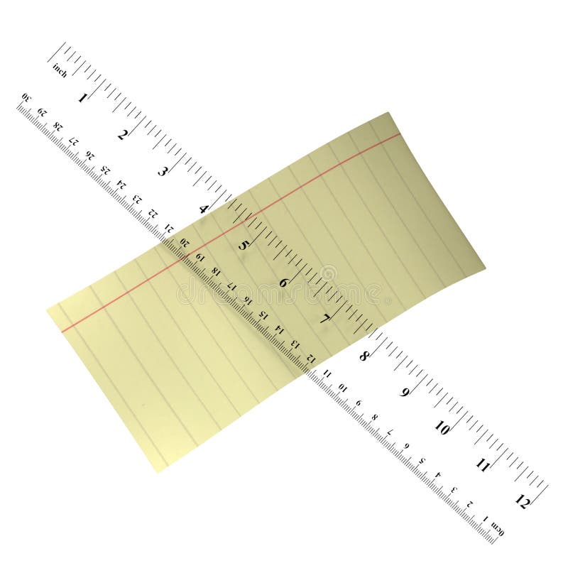 Plastic Ruller and Notepaper Isolated on White Background Stock ...