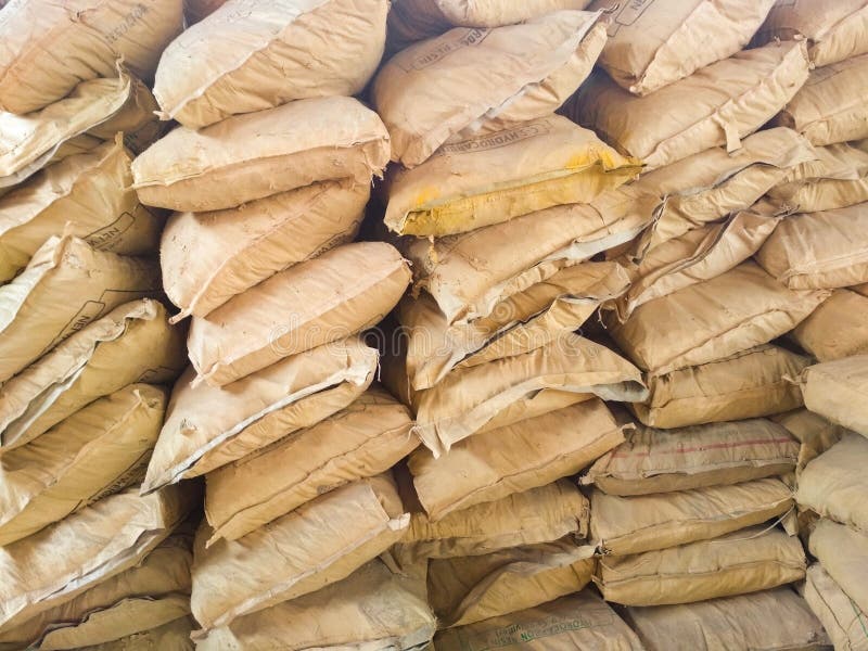 Plastic Sacks Filled with Pebbles Grey Pebble in Bags for Sale Stock ...