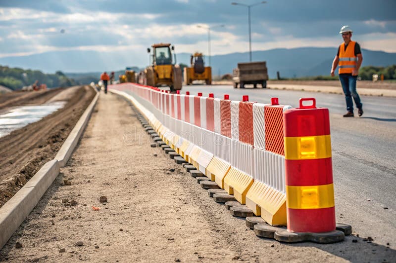 Plastic Safety Barrier with Reflective Strips Stock Illustration ...