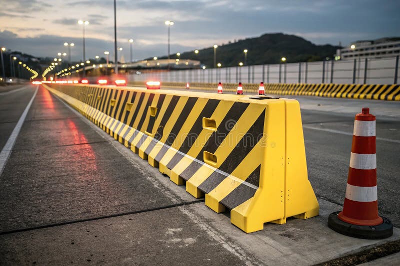 Plastic Safety Barrier with Reflective Strips Stock Illustration ...