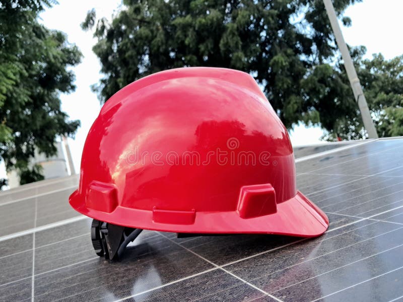 Plastic Safety Helmet Isolated on Panel Surya Background Stock Photo ...
