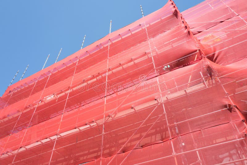 Plastic Safety Net and Scaffolding. Stock Photo - Image of modern ...