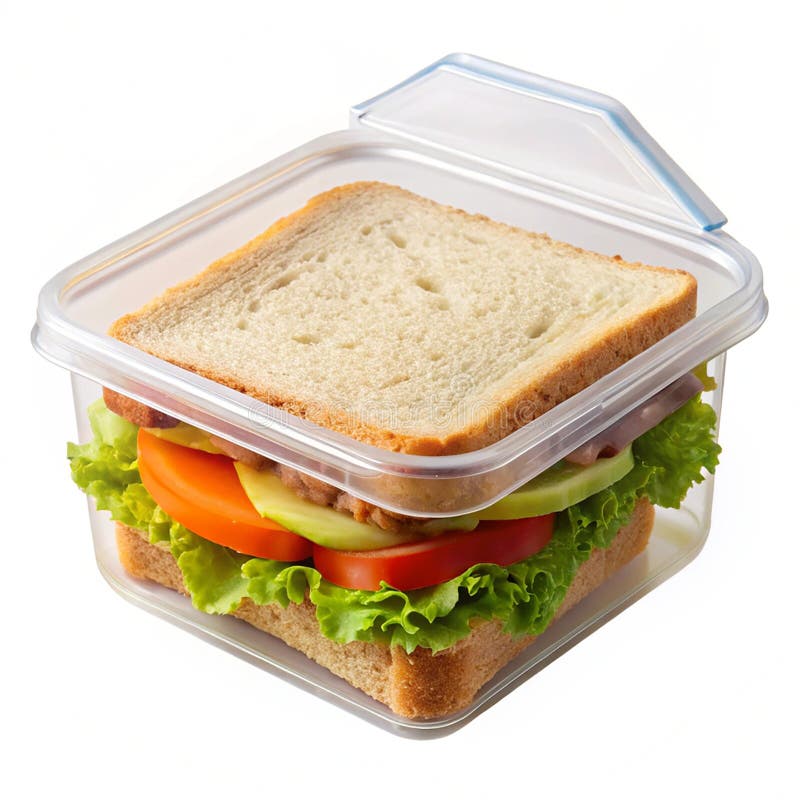 Plastic Sandwich Container with a Snap-lock Lid Stock Illustration ...