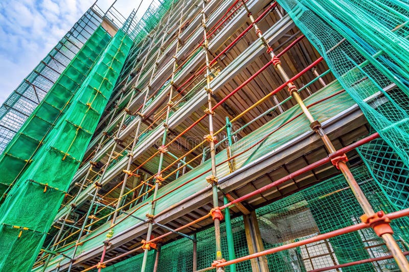 Plastic Scaffolding Safety Net for Falling Debris Stock Illustration ...