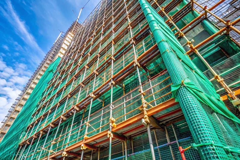 Plastic Scaffolding Safety Net for Falling Debris Stock Illustration ...