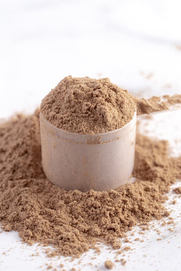 A Plastic Scoop of Chocolate Protein Powder Shake Stock Image - Image ...