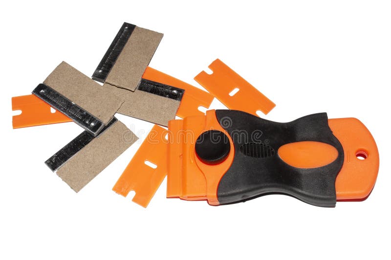 Plastic Scraper with Replaceable Blades on a White Background.a Scraper ...