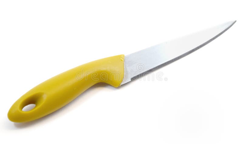 Plastic Serrated Kitchen Knife with Yellow Handle Stock Photo - Image ...