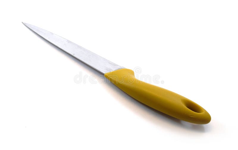 Plastic Serrated Kitchen Knife with Yellow Handle Stock Photo - Image ...