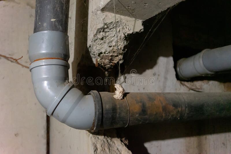 Plastic Sewer Pipe in the Basement of the House Stock Photo - Image of ...