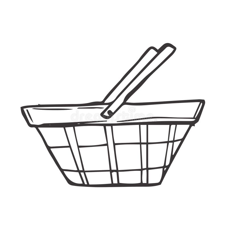 Plastic Shopping Basket, Doodle Style, Sketch Illustration, Hand Drawn ...