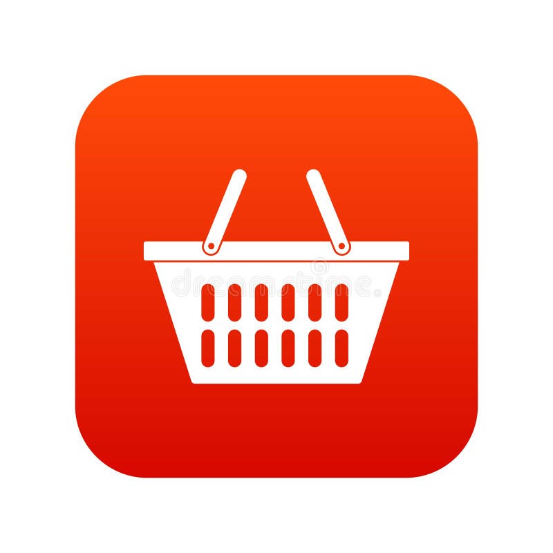 Plastic Shopping Basket Icon Digital Red Stock Vector - Illustration of ...