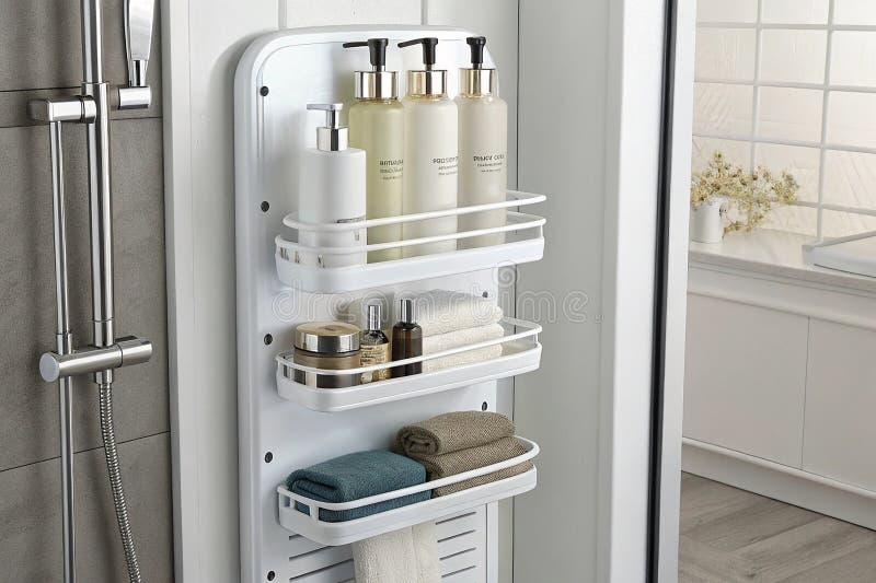 Plastic Shower Panel with Built-in Shelves Stock Illustration ...