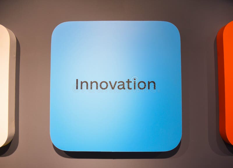 Plastic Sign with the Inscription Innovation Stock Image - Image of ...