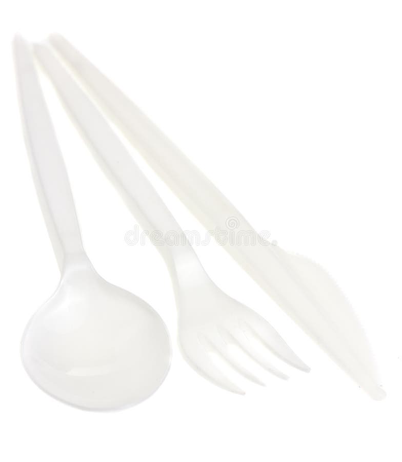 Plastic silverware stock image. Image of three, disposable - 23872433