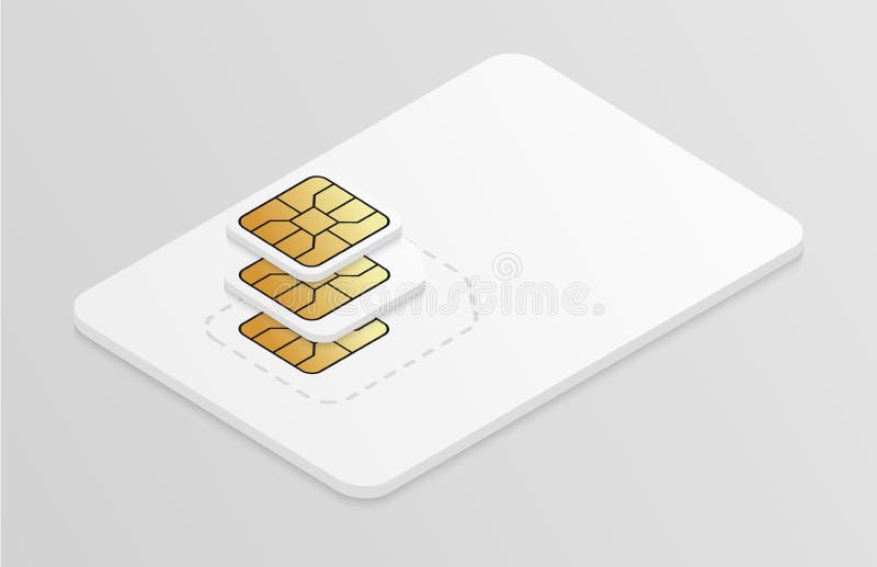 Plastic SIM Card Mockup. Mobile Phone Standard, Micro and Nano Cellular ...