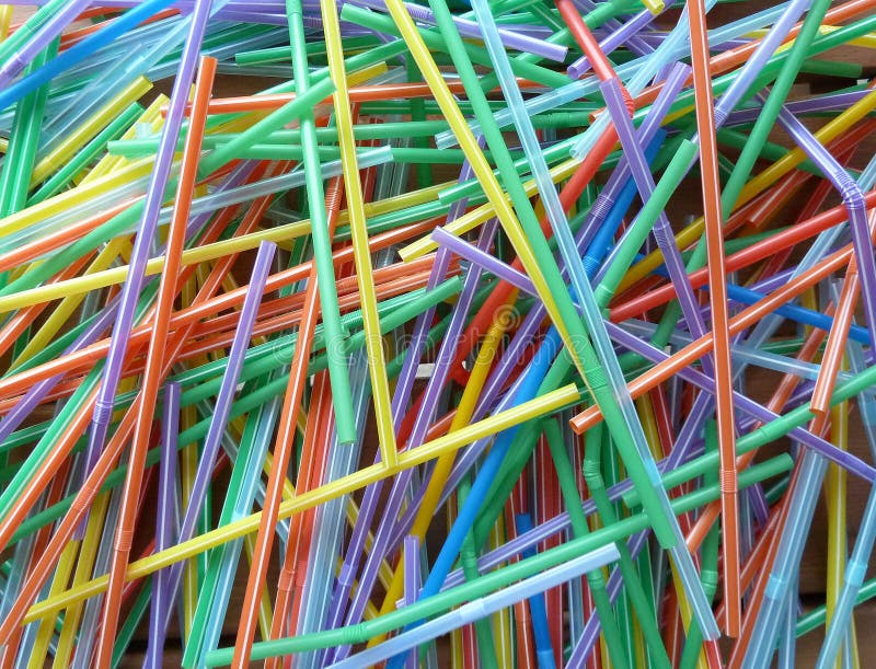 Plastic Single Use Straws Multicoloured Stock Image - Image of plastic ...