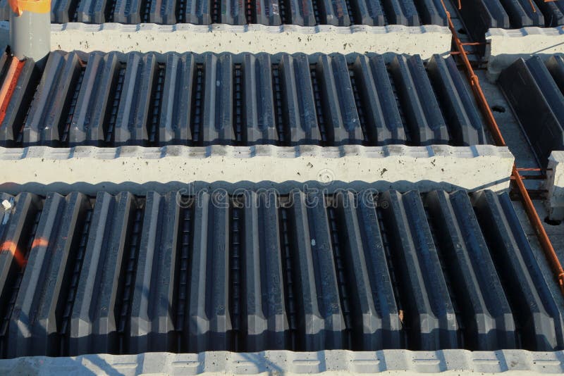 Plastic Slabs for the Construction of a Concrete Screed Stock Photo ...