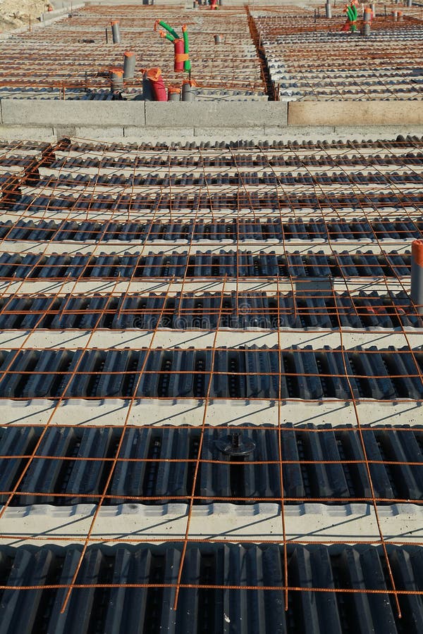 Plastic Slabs for the Construction of a Concrete Screed Stock Photo ...