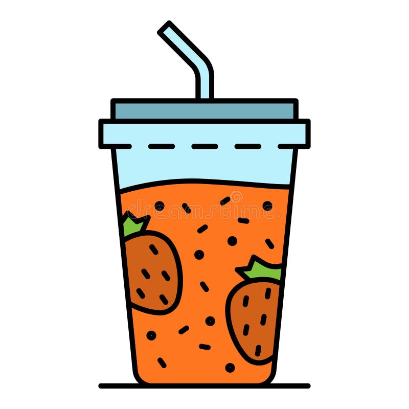 Plastic Cup with Smoothie. Vector Cartoon Illustration of a Glass with ...