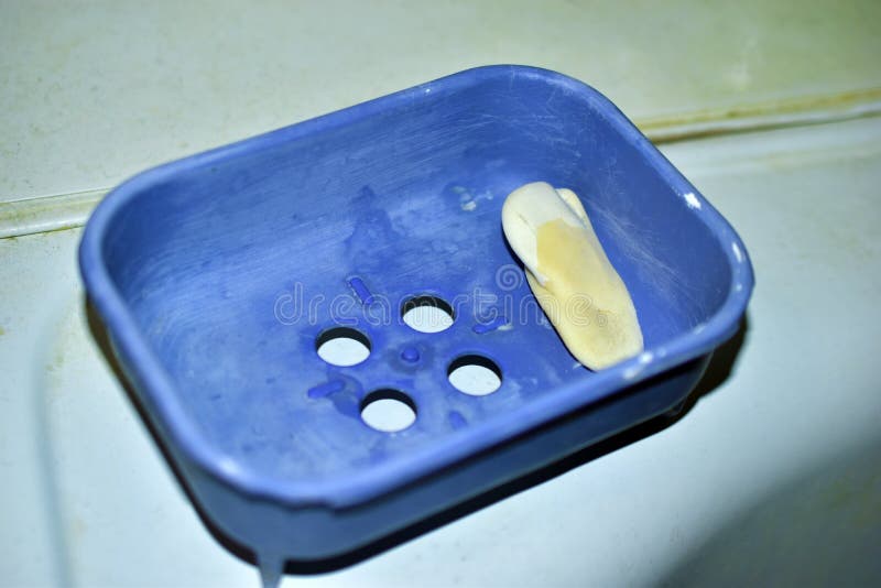 Plastic Soap Dish with Soap in the Bathroom Stock Image - Image of ...