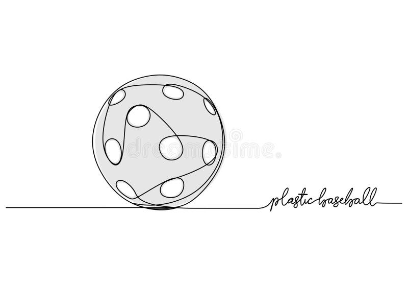 Plastic Softball One Line Drawing: Continuous Hand Drawn Sport Theme ...