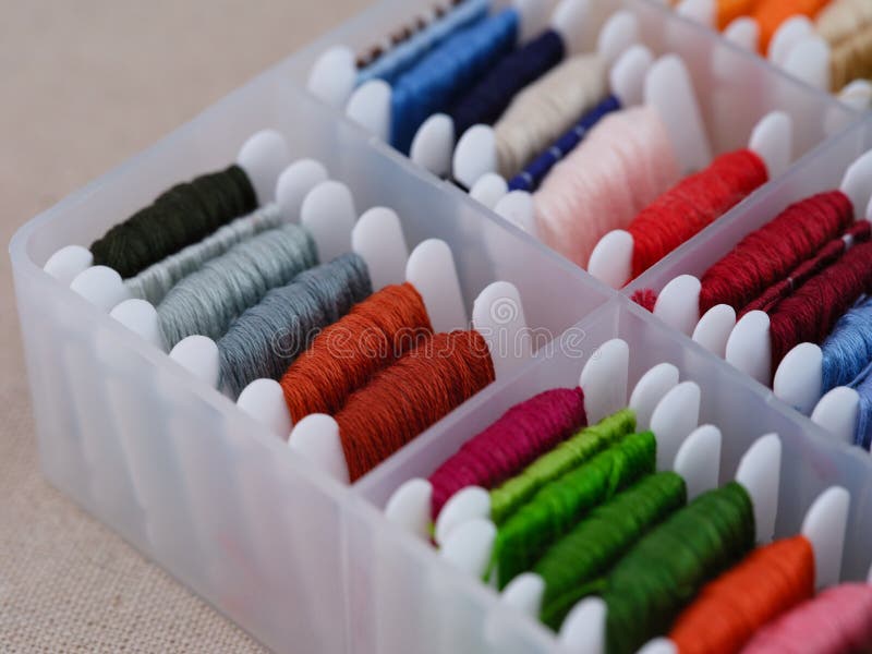 Plastic Sorting Box Full of Bobbins with Different Colour Embroidery ...