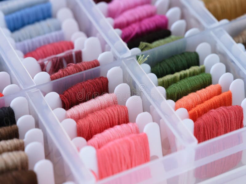 Plastic Sorting Box Full of Bobbins with Different Colour Embroidery ...