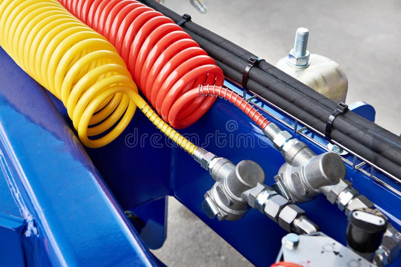 Plastic Spiral Hoses Pneumatic and Valves Stock Photo - Image of tool ...