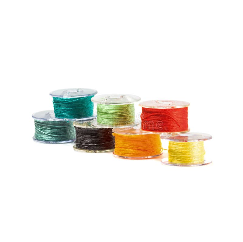 Plastic spools of threads. stock photo. Image of multicolored - 54517380