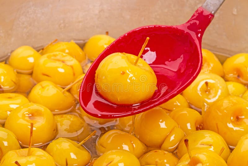 Plastic spoon with apple stock photo. Image of ripe, yellow - 63265014