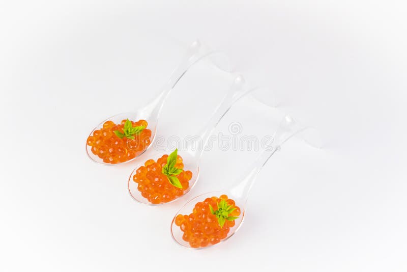 Plastic Spoons with Fish Caviar Stock Photo - Image of freshness ...