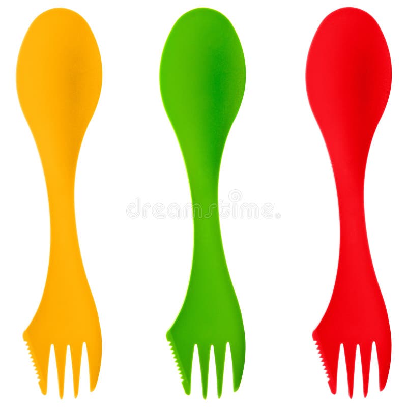 Plastic sporks isolated stock photo. Image of hybrid - 19113370
