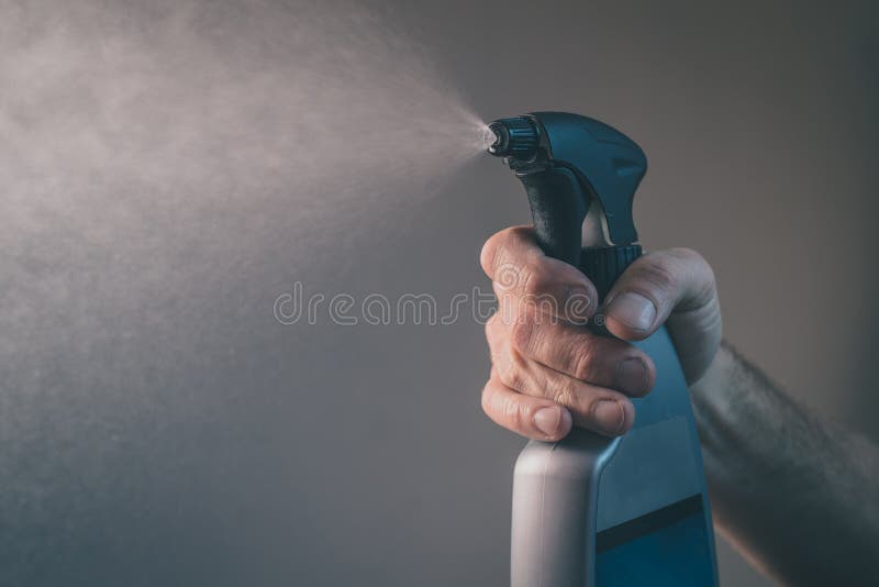 Plastic Spray Bottle in Action Stock Image - Image of household, hand ...